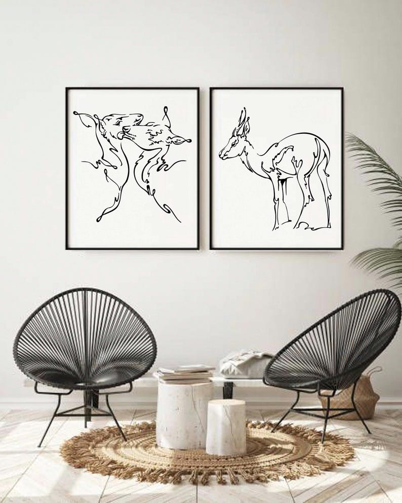 Set of 9 Animals, Svg, Line Drawings of Animals, Wild Animals, Mountain ...