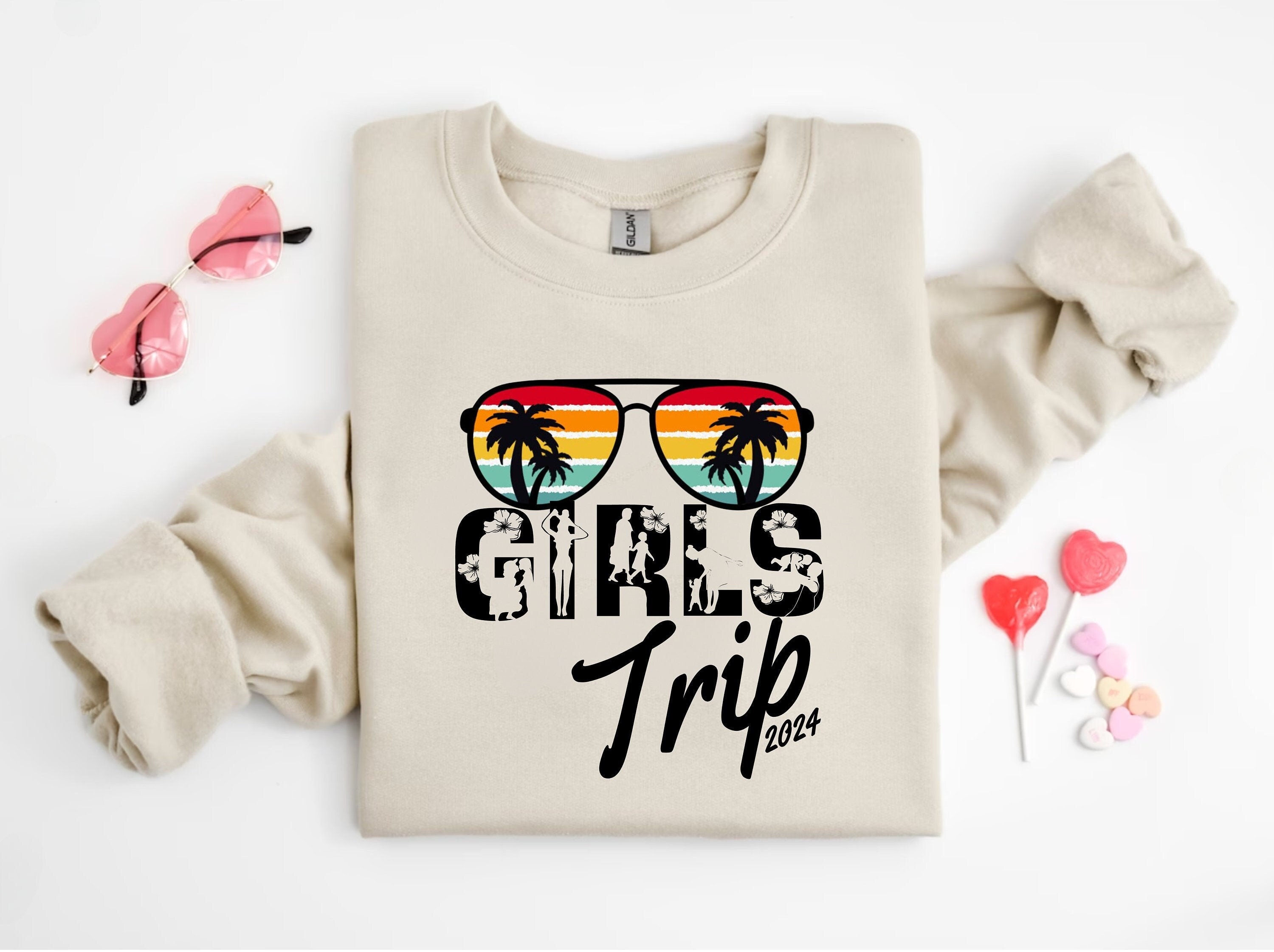 Girls Trip 2024 Shirt, Girls Vacation Shirt, Weekend Trip Shirt, Custom Girls Trip Shirt, Summer ...