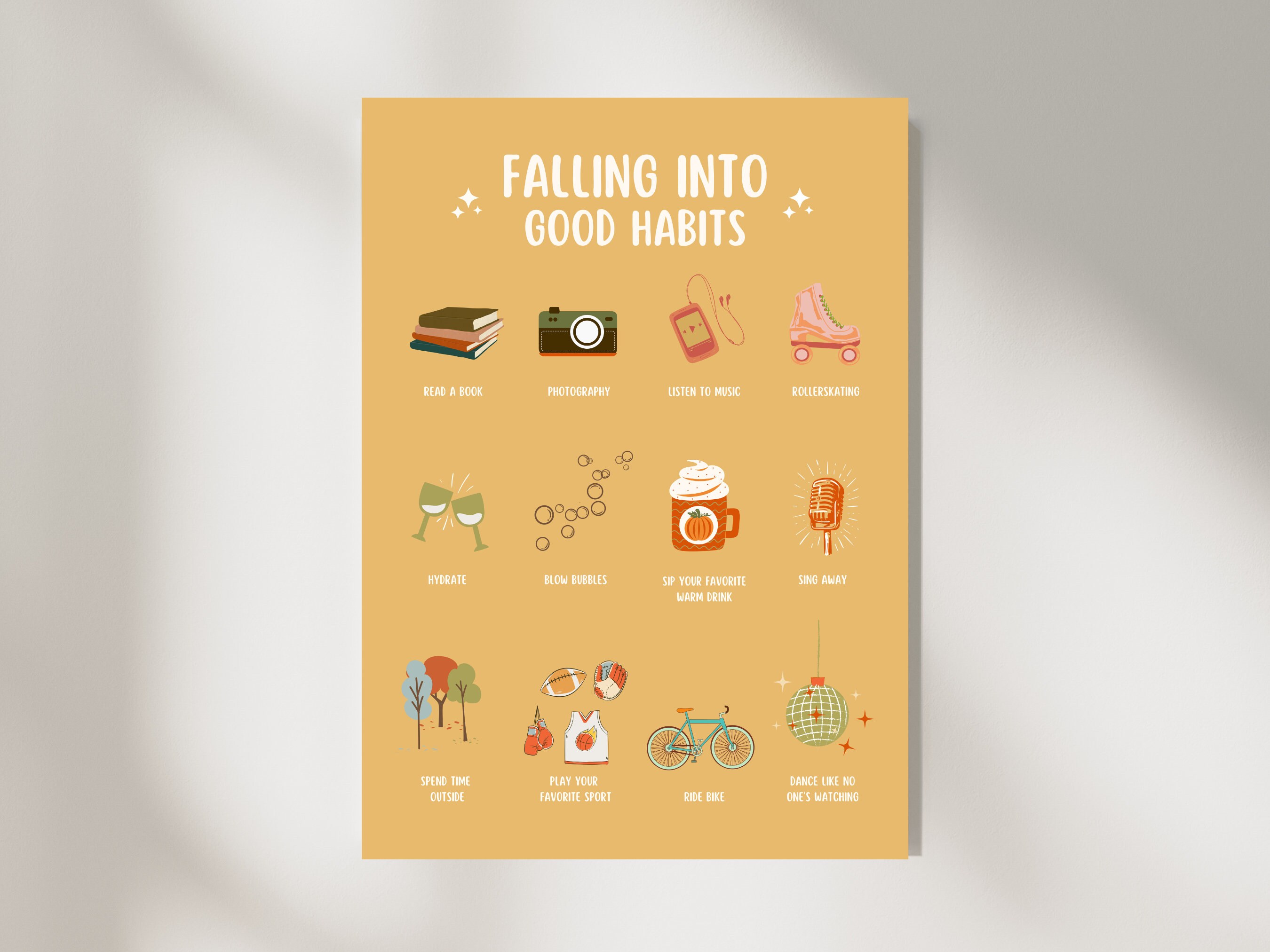 Fall-themed, falling Into Good Habits Self-care Single Poster, Therapy ...