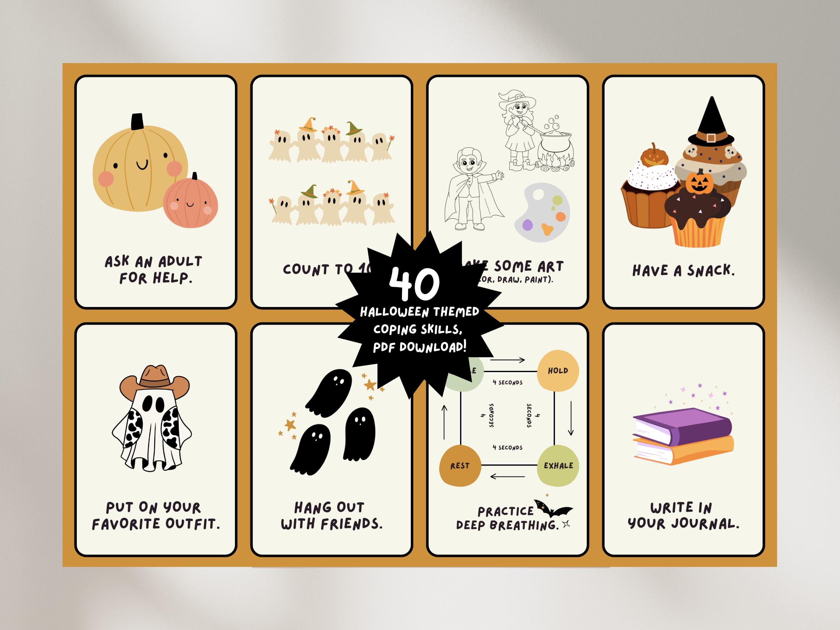 Coping Skills for Kids & Teens, Halloween PDF Printable for Therapists ...