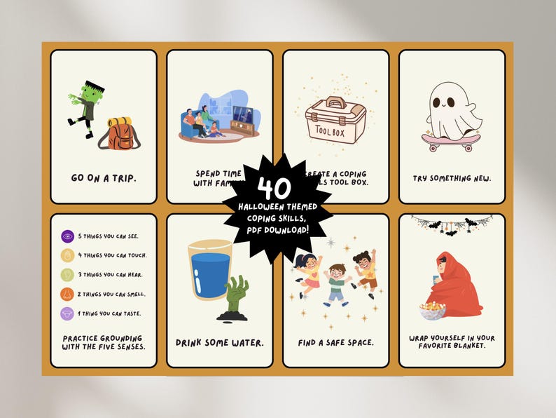 Coping Skills for Kids & Teens, Halloween PDF Printable for Therapists ...