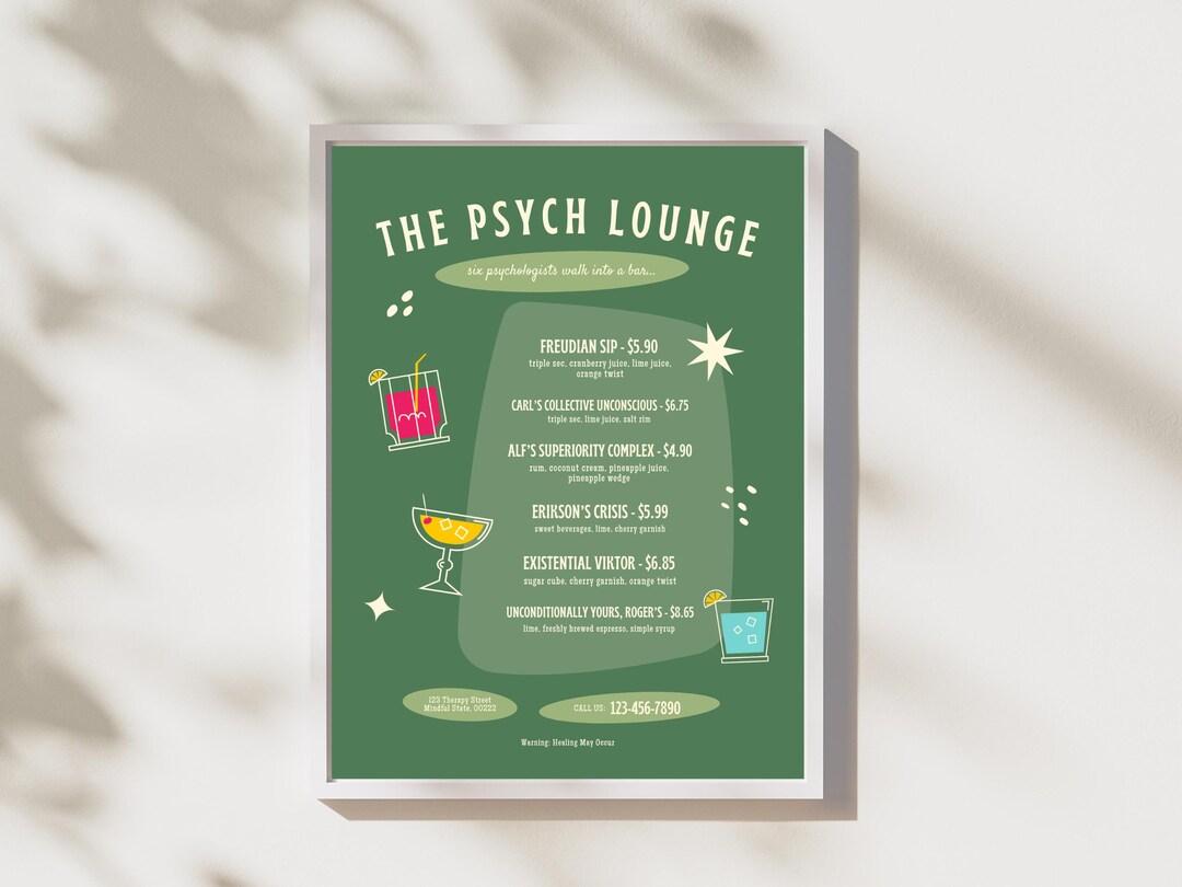 The Psych Lounge: a Fun Poster for Therapists, Counselors. Therapy ...