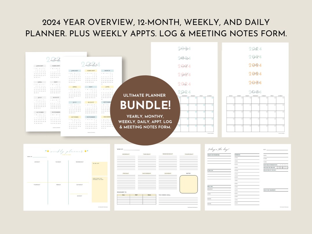 2024 Ultimate Planner Bundle for Organization: Year Overview, Monthly ...