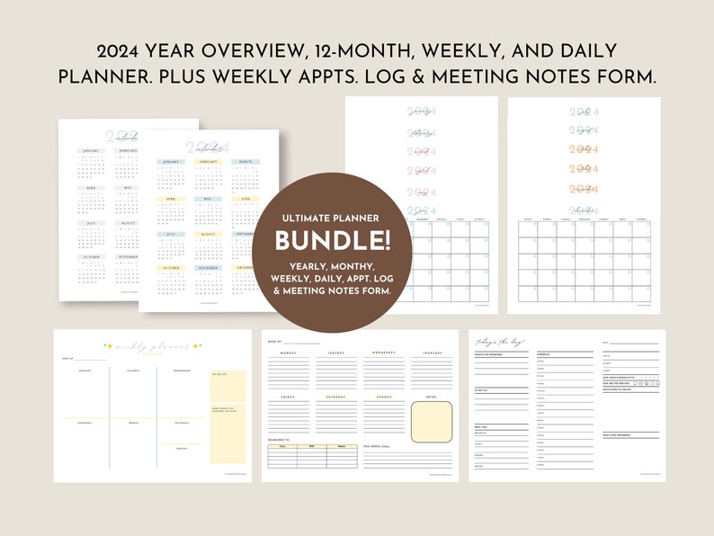 2024 Ultimate Planner Bundle for Organization: Year Overview, Monthly ...
