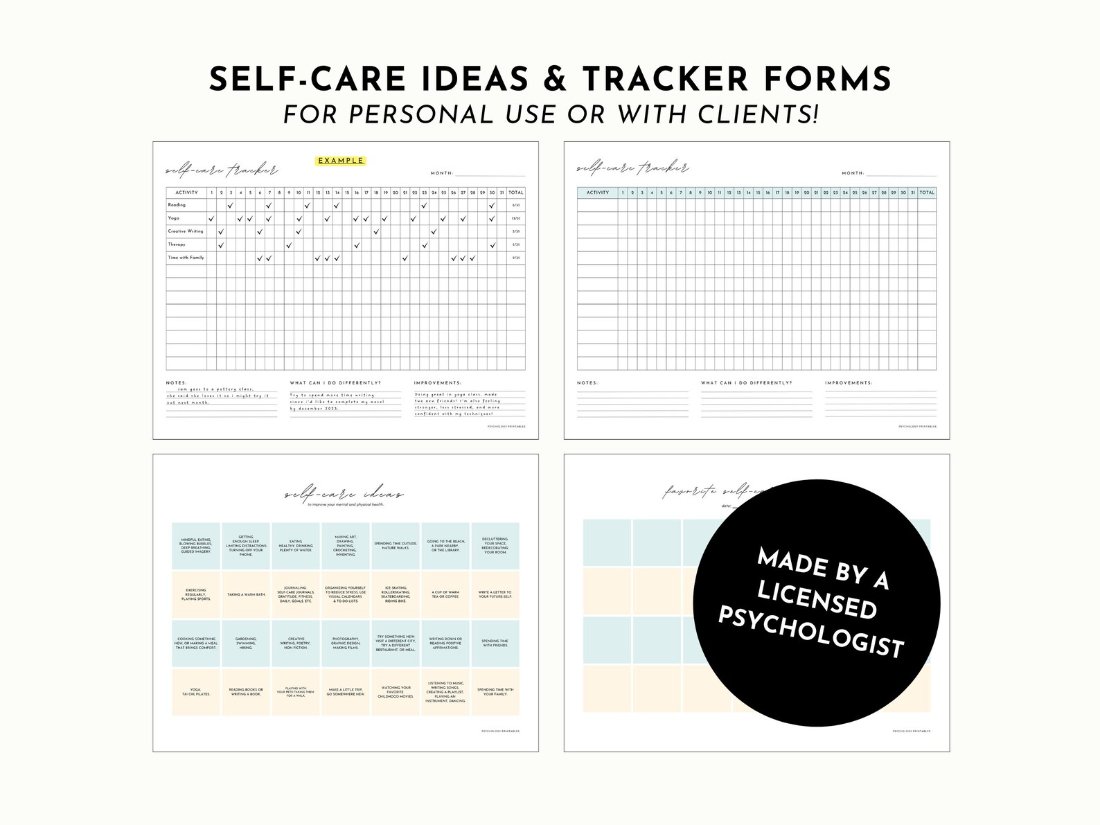 Self-care Planner and Ideas, for Personal Use or Client Printable ...