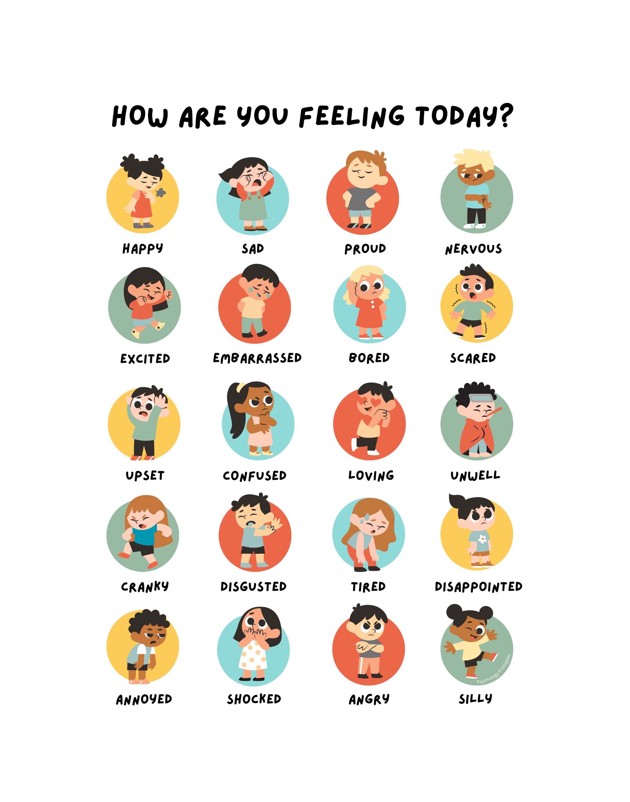 Kids and Teens Emotions Poster Prints for Classrooms, Therapists ...