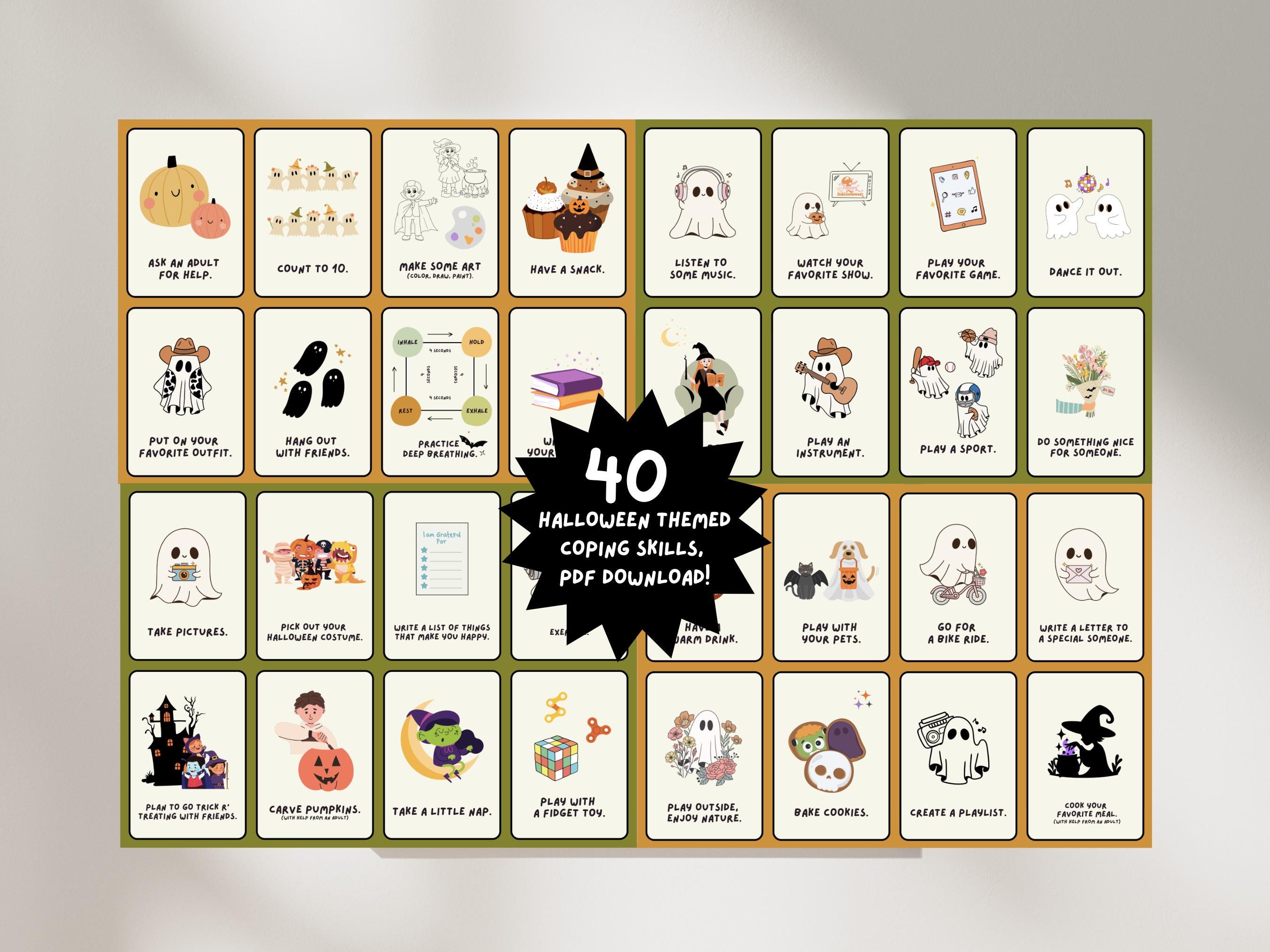 Coping Skills for Kids & Teens, Halloween PDF Printable for Therapists ...