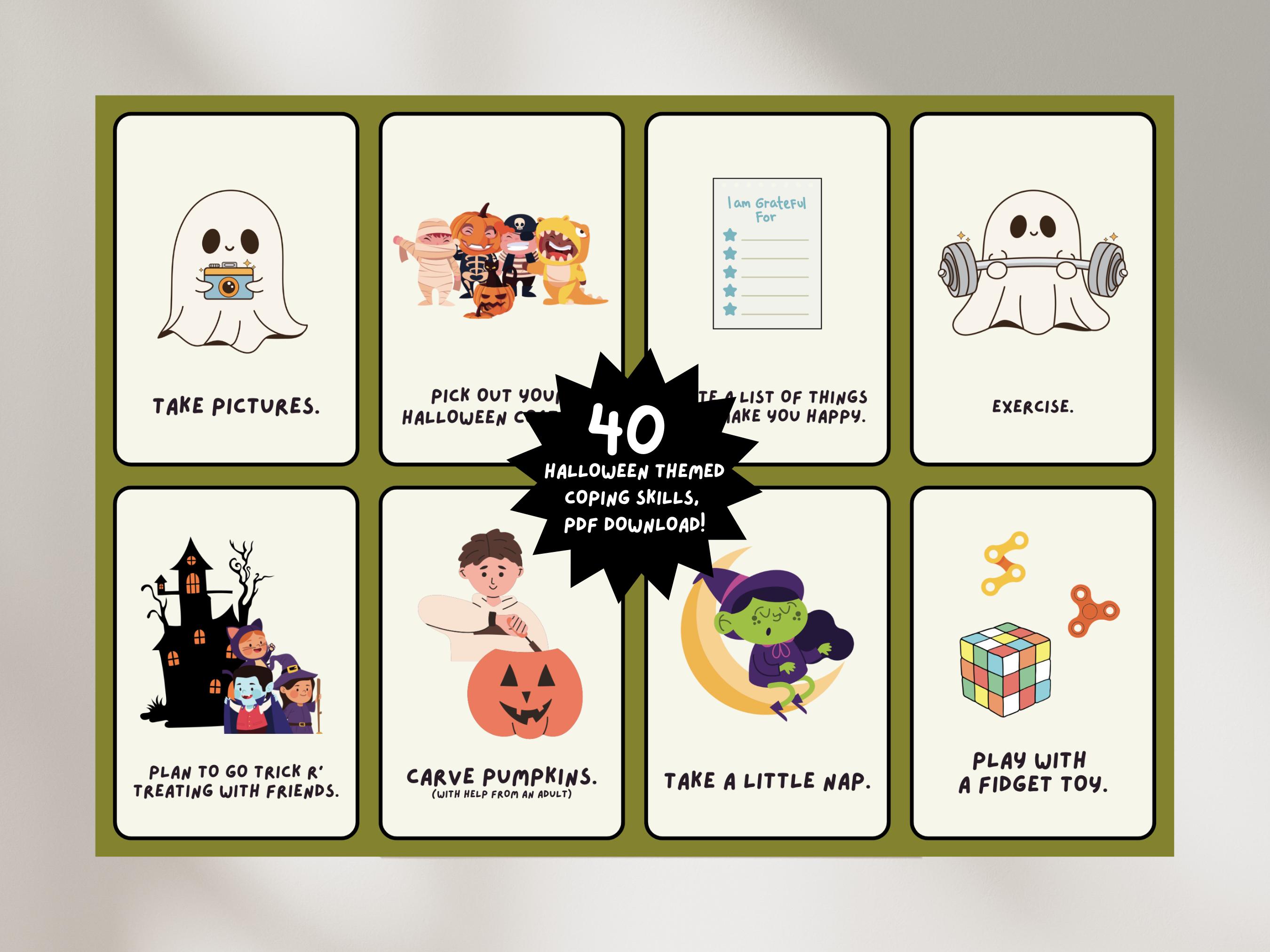 Coping Skills for Kids & Teens, Halloween PDF Printable for Therapists ...