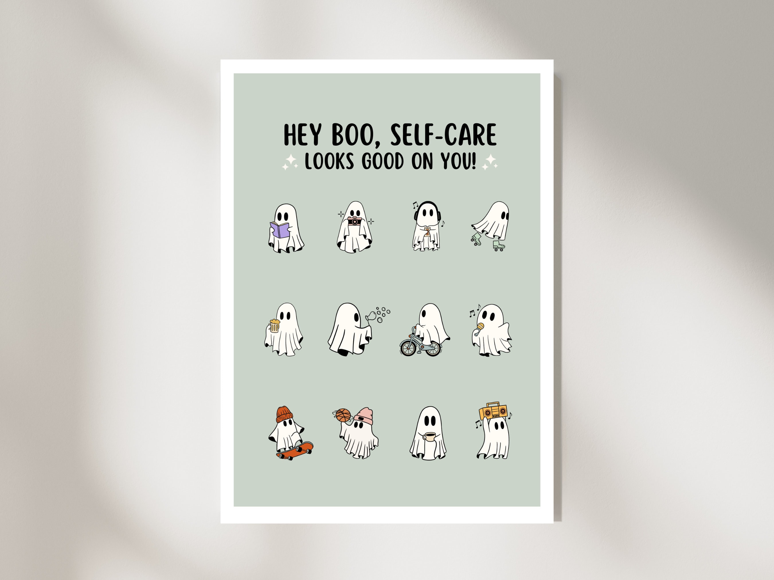 Halloween "hey Boo! Self-care Looks Good on You" Single Poster, Therapy ...