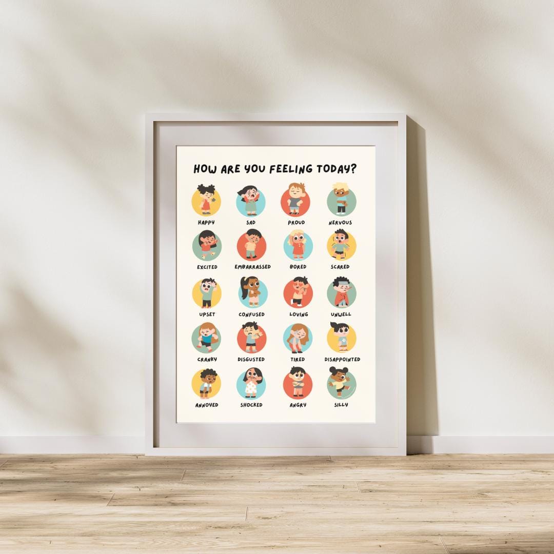 Kids and Teens Emotions Poster Prints for Classrooms, Therapists ...