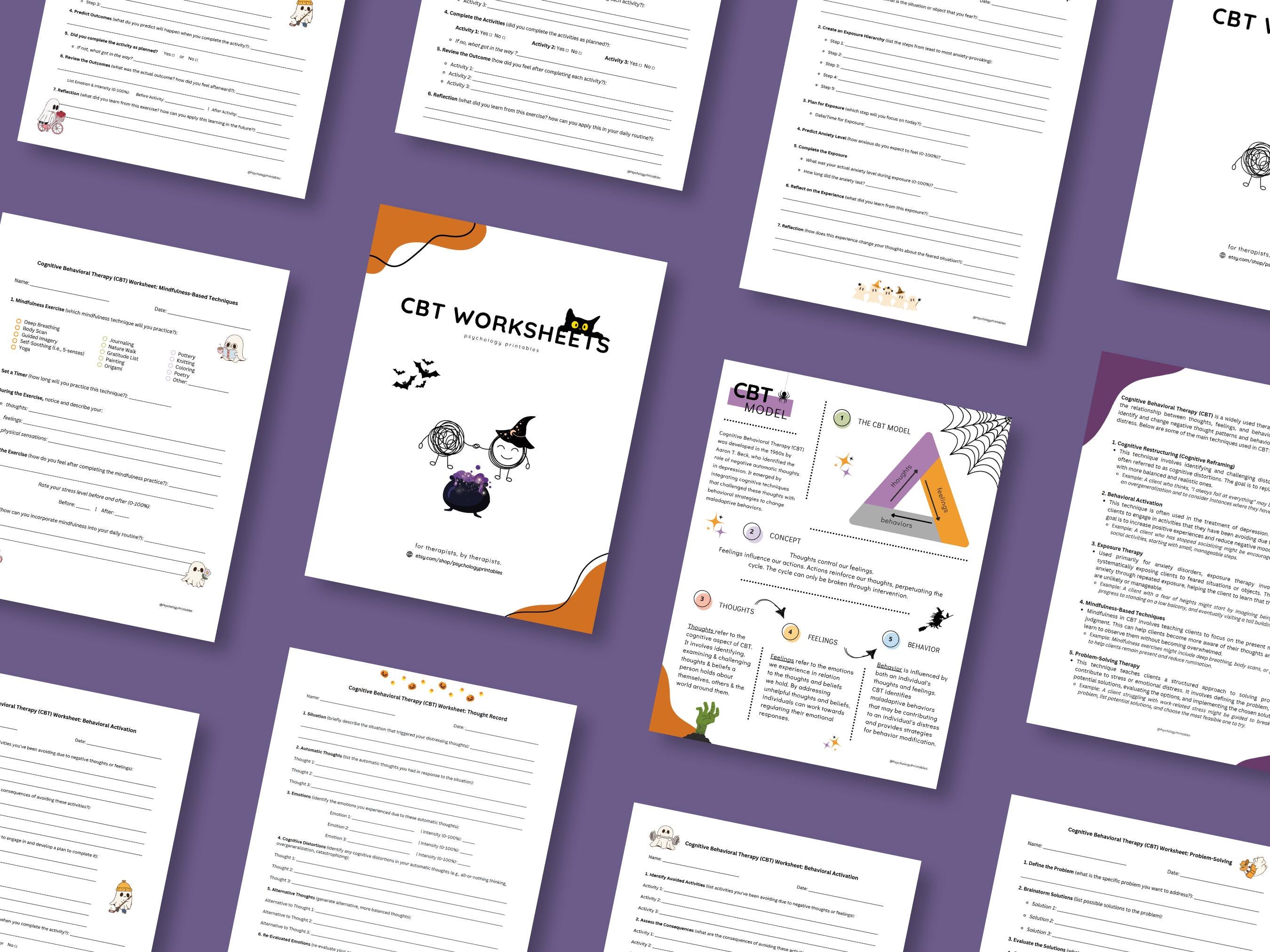 CBT Printable Worksheets for Teens & Adults, PDF Download, for ...