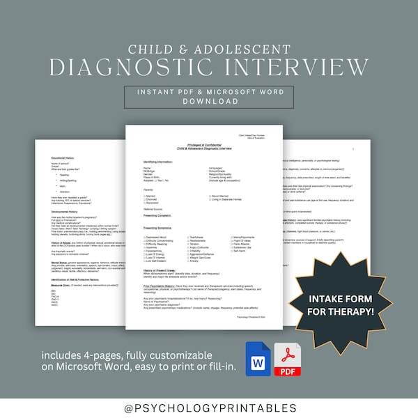 Childrens Therapy Intake Forms - Etsy