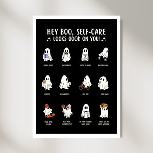 Halloween "hey Boo! Self-care Looks Good on You" Single Poster, Therapy ...