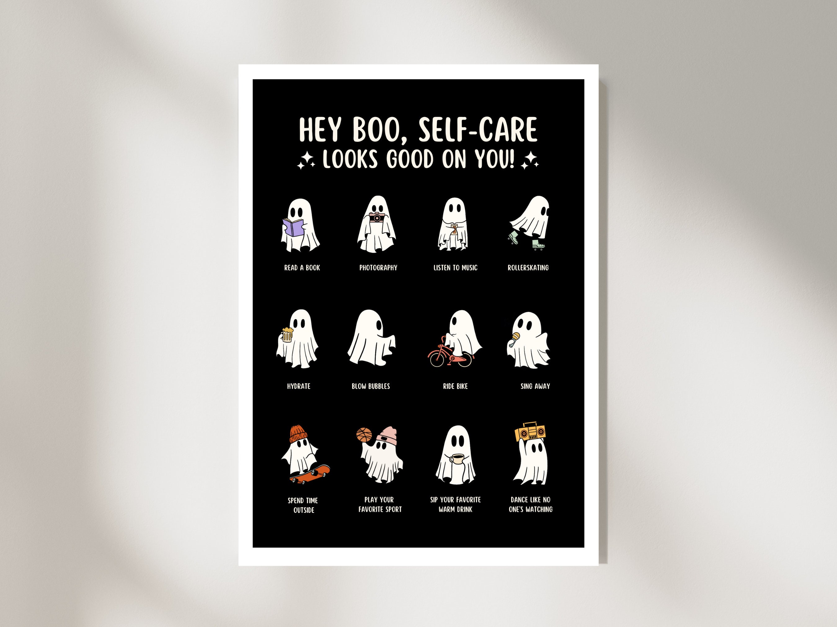Halloween "hey Boo! Self-care Looks Good on You" Single Poster, Therapy ...