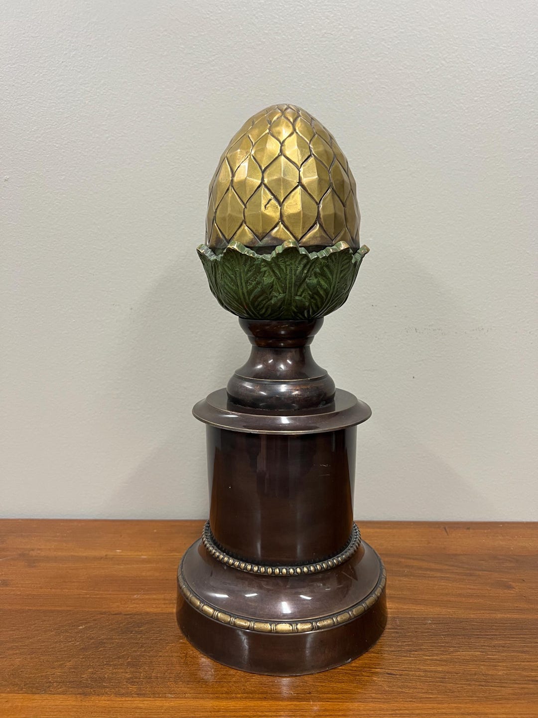 Vintage Regency Style Polychromed Bronze Acorn Motif Newel Post Statue ...