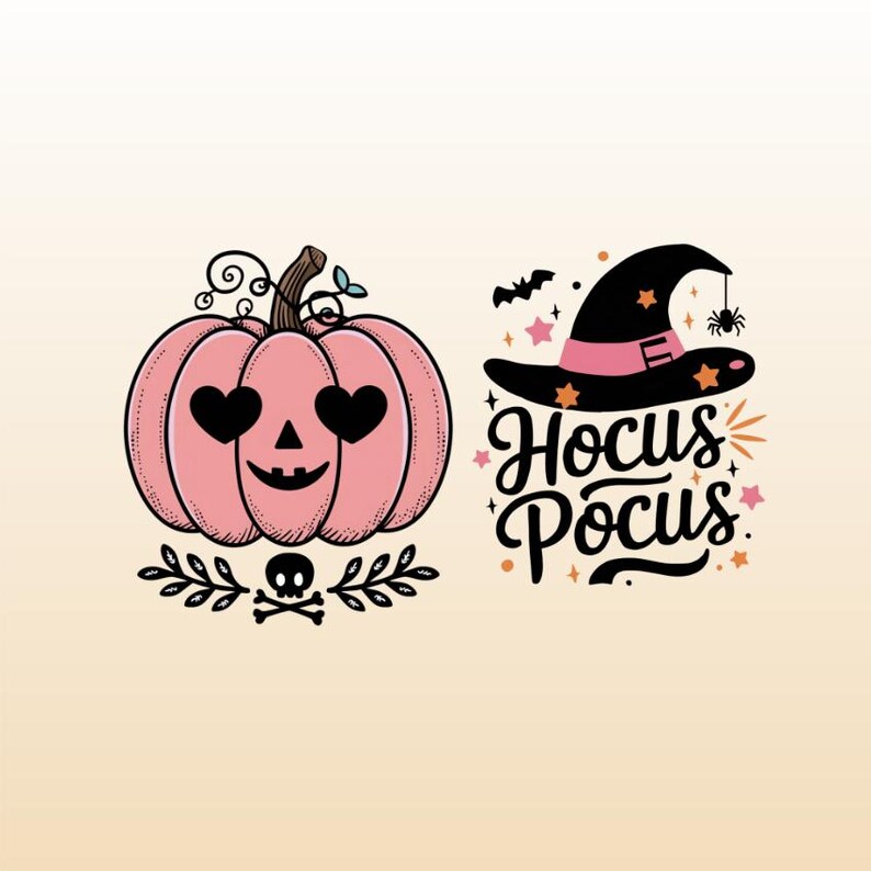 Cute Pink Halloween Clipart Collection: 15 Cute and Spooky Sublimation ...