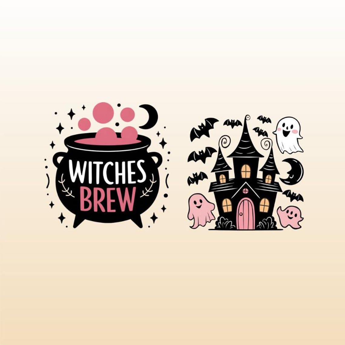 Cute Pink Halloween Clipart Collection: 15 Cute and Spooky Sublimation ...