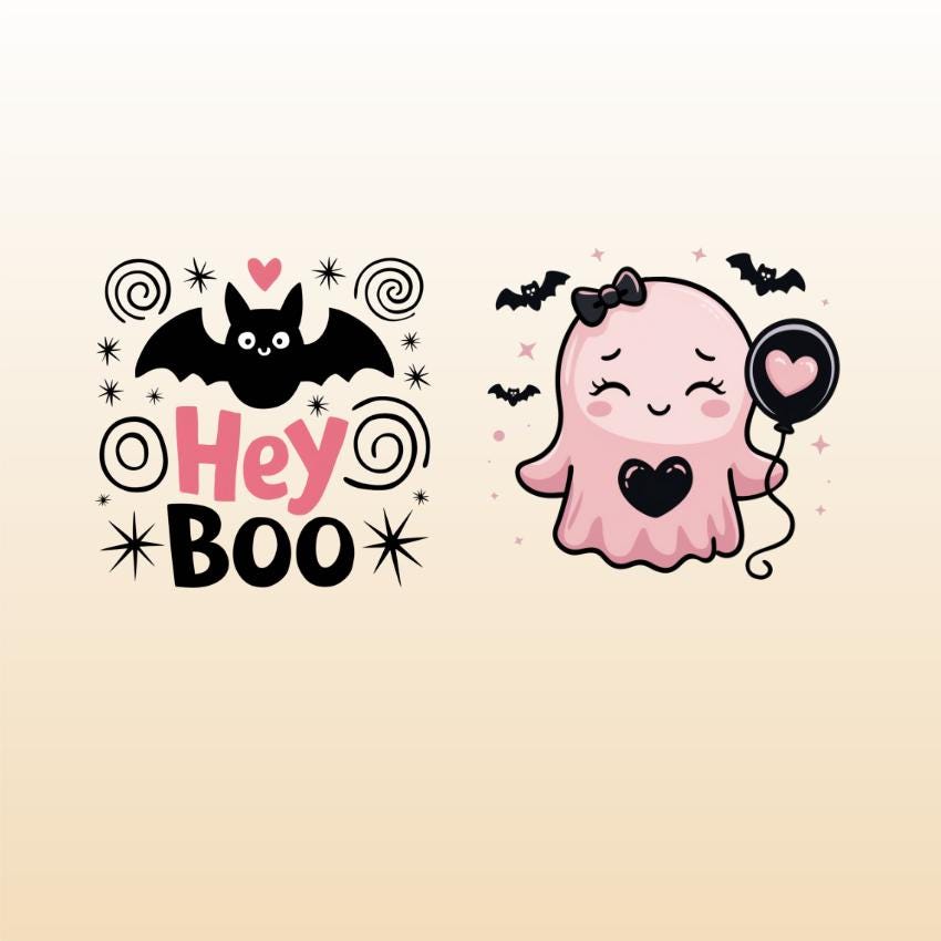 Cute Pink Halloween Clipart Collection: 15 Cute and Spooky Sublimation ...