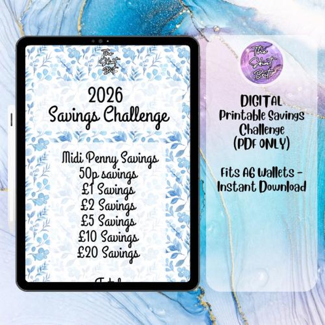 DIGITAL | 2026 Savings- Whimsy Blue | PDF | Cash Stuffing | Cash ...