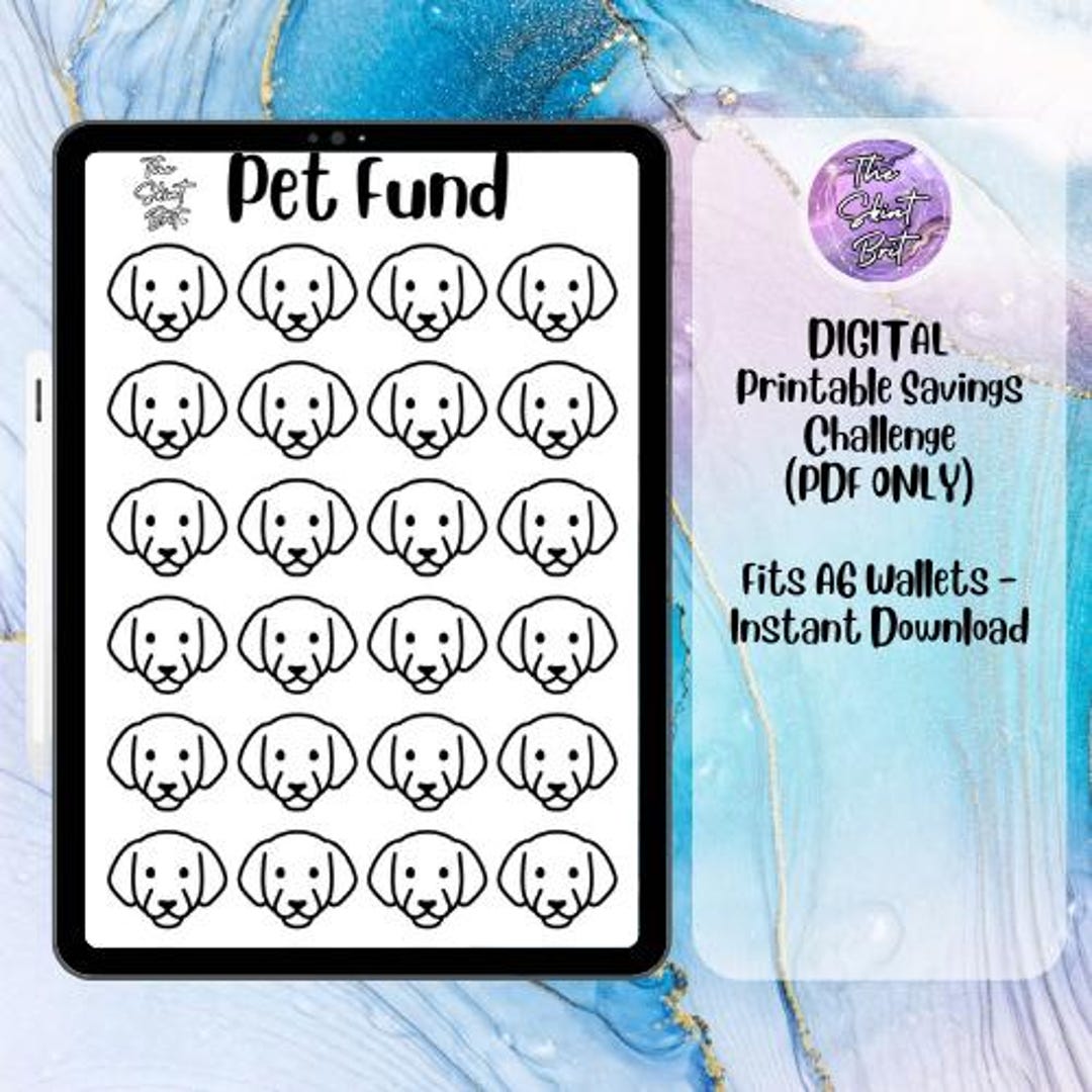 DIGITAL Savings Challenge- Pet Fund- Dog- Black & White PDF Print - Etsy