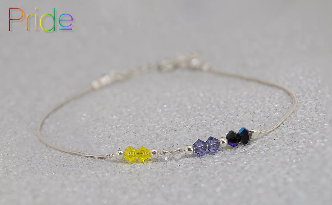 NON BINARY Silver Bracelet With Swarovski Crystals, Pride Jewelry, Non Binary Gift Friend ...