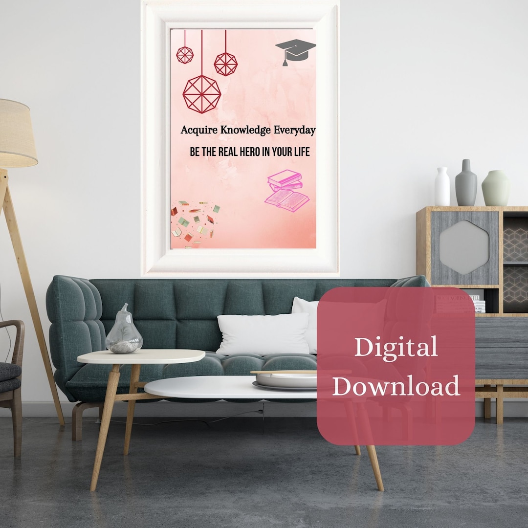 Printable Knowledge Wall Art, Inspirational & Motivational Digital Art ...