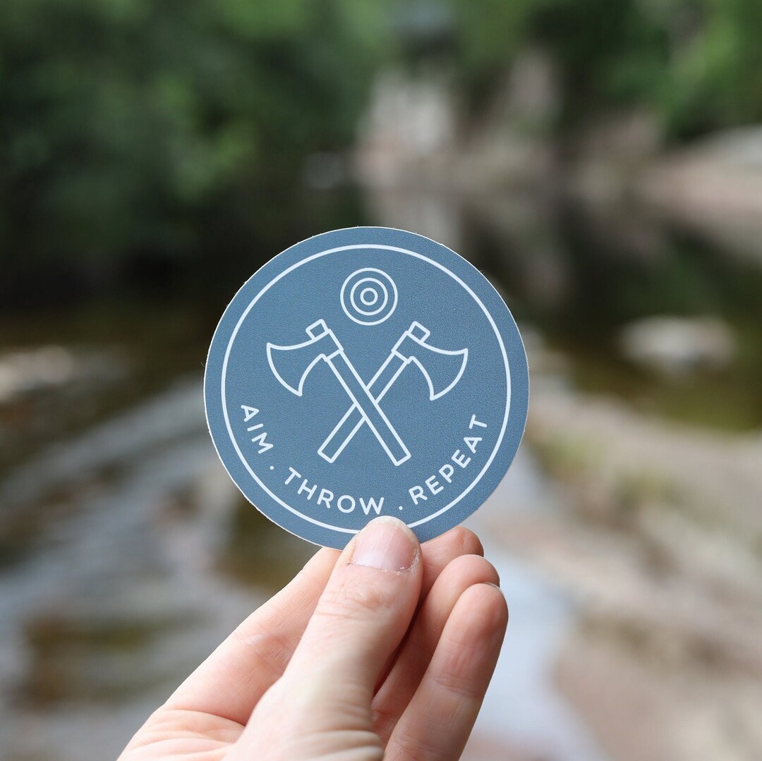 Axe Throwing Sticker Outdoors Adventure Bushcraft Hatchet Bullseye ...