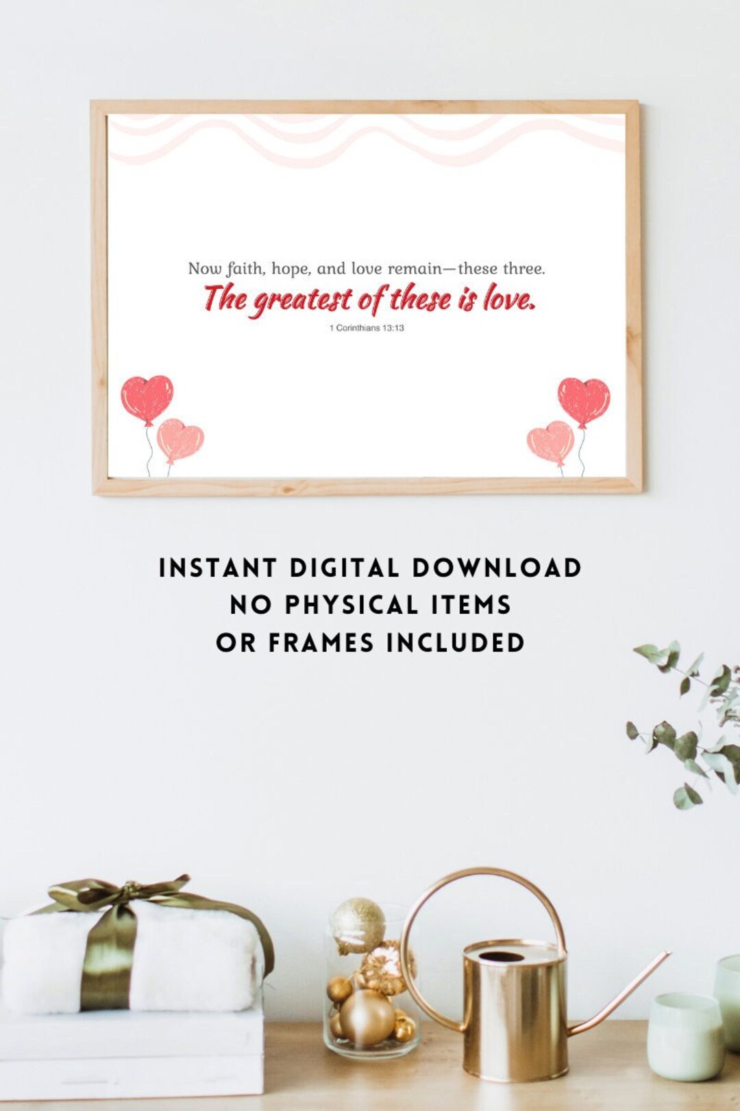 Greatest is Love, Bible Verse Printable Sign, Scripture, Horizontal ...