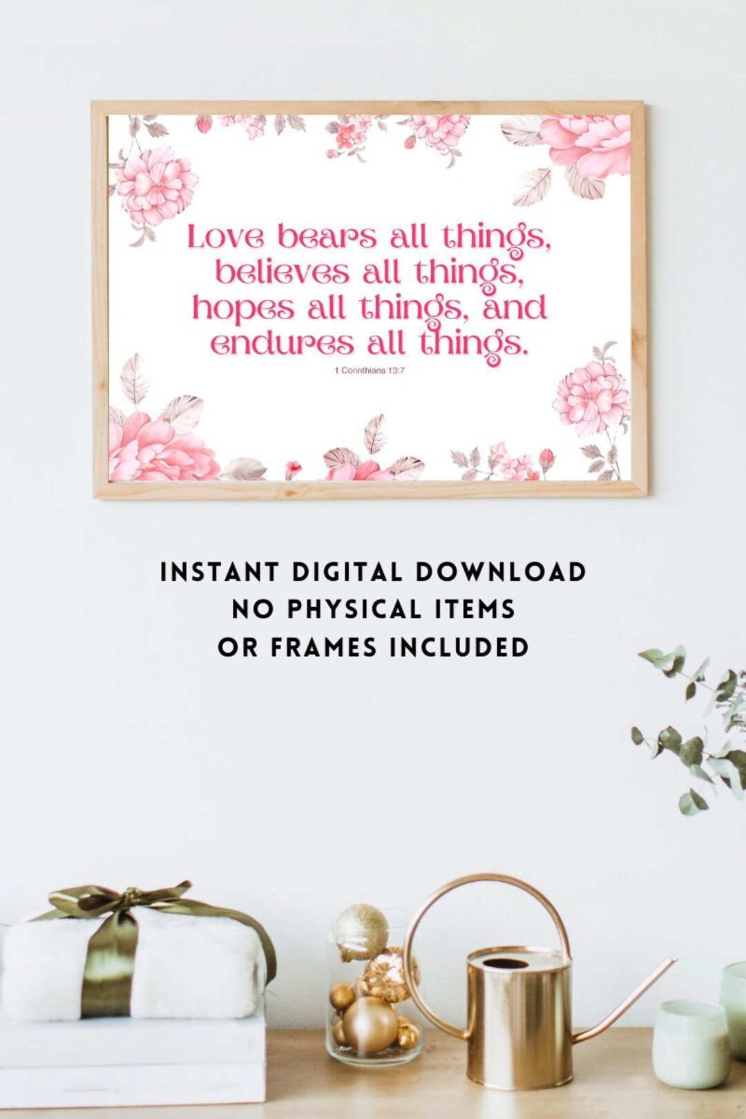 Love Bears All Things, Bible Verse Printable Sign, Scripture ...