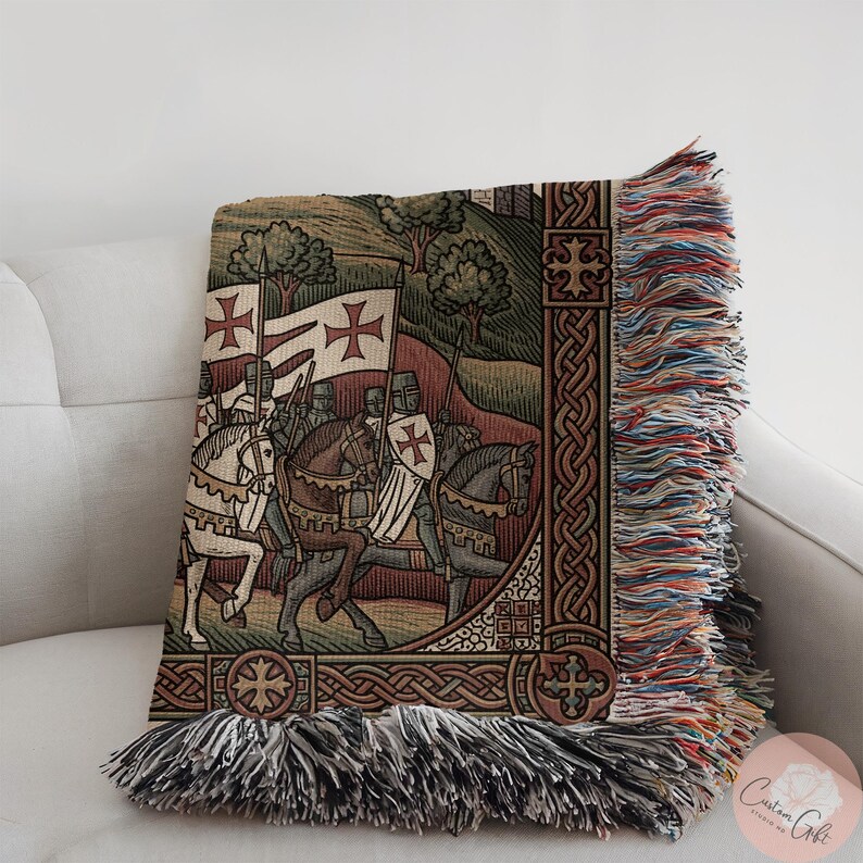Templar Woven Blanket, Knights Templar Art, Medieval Castle, Crusader ...
