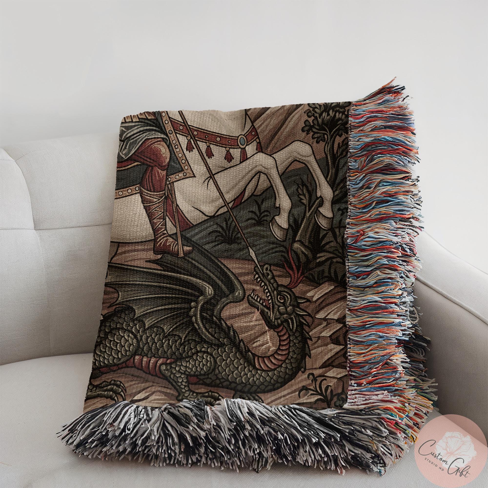 Serbian Orthodox Saint George Woven Blanket, Religious Dragon Slayer ...