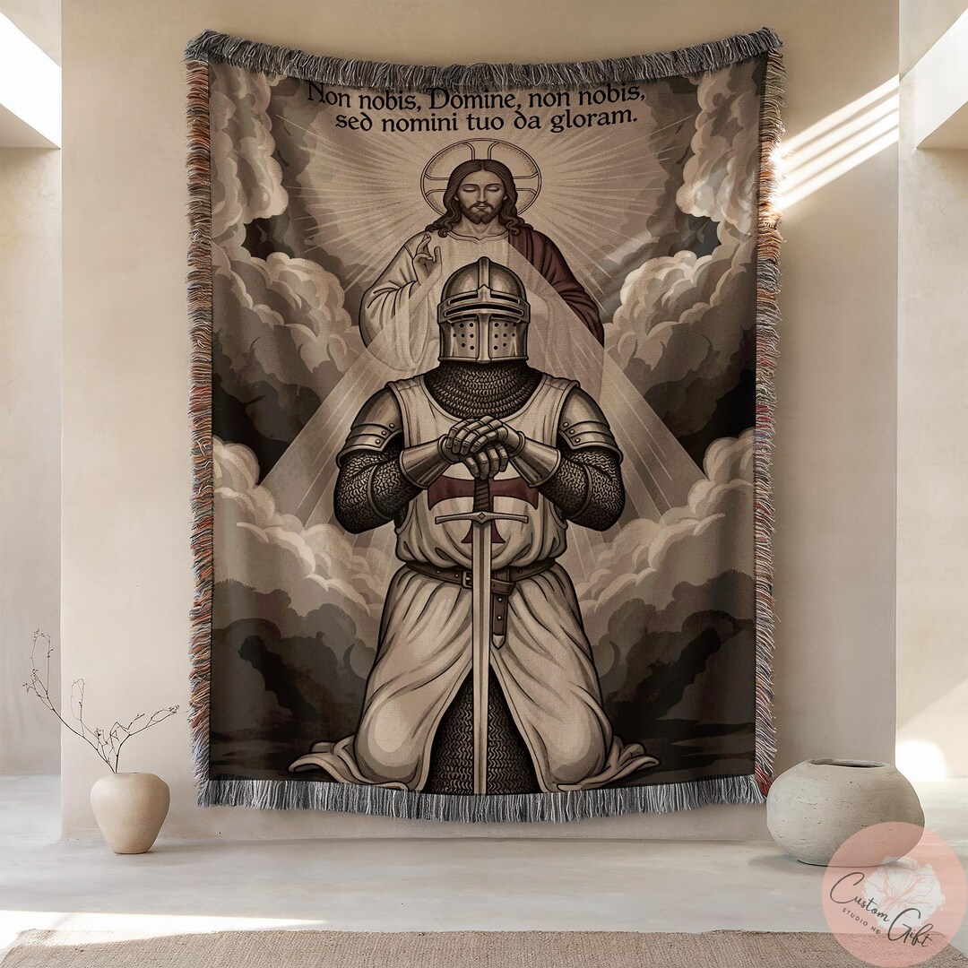 Templar Knight Blanket, Jesus Christ Art, Crusader Woven Throw ...