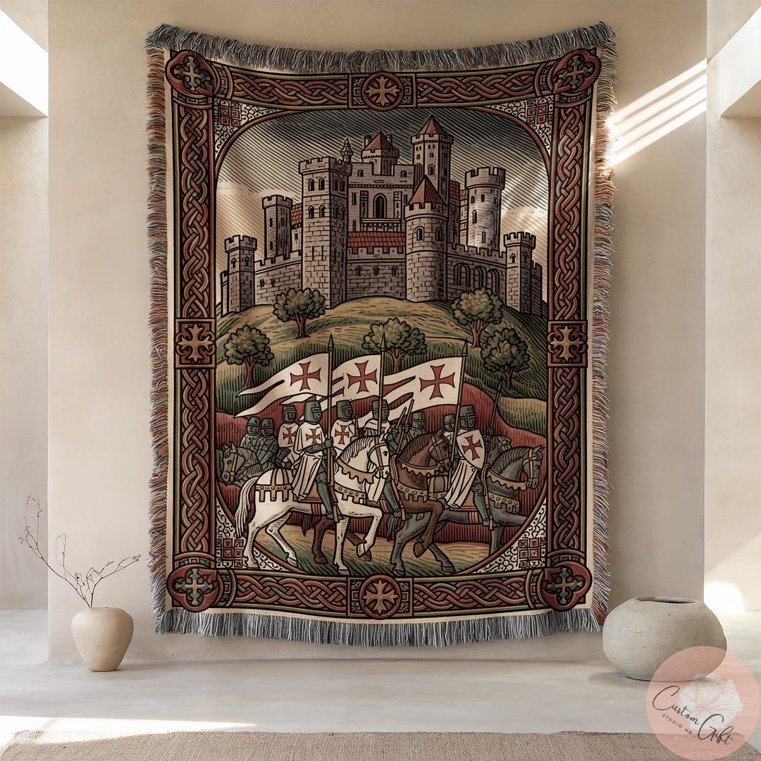 Templar Woven Blanket, Knights Templar Art, Medieval Castle, Crusader ...