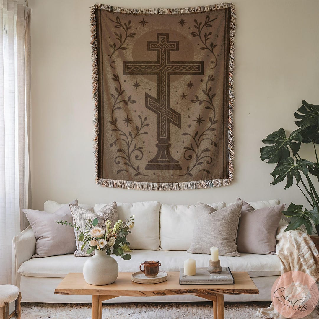 Orthodox Cross Woven Blankets, Religious Blanket, Gift for Her, Gift ...