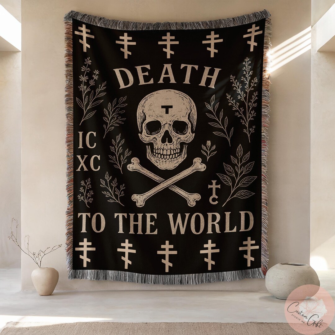 Orthodox Monastic Symbol Death to the World Woven Blanket, Christian ...