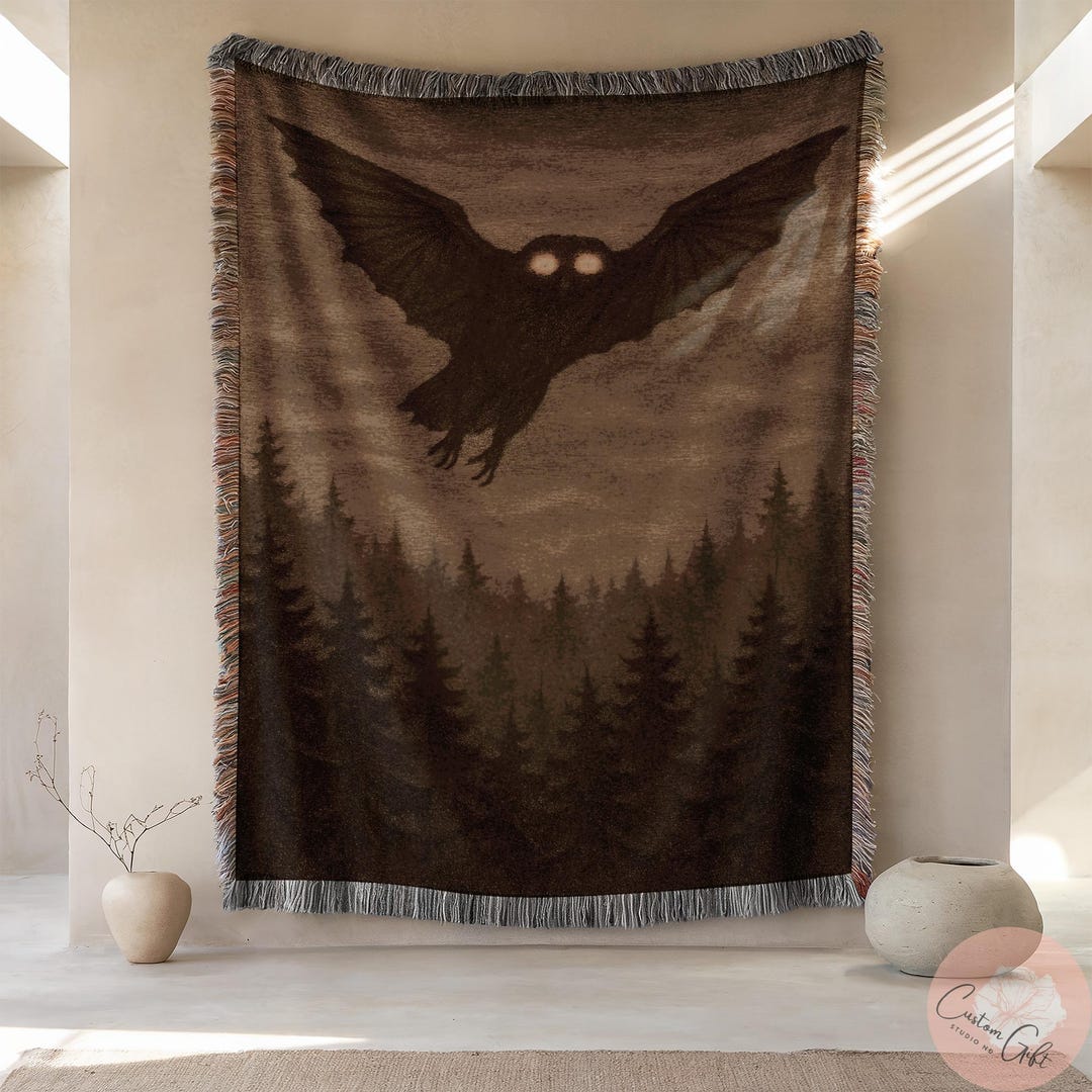 Mothman Appalachian Cryptid Blanket, Cozy Gothic Folklore Throw ...