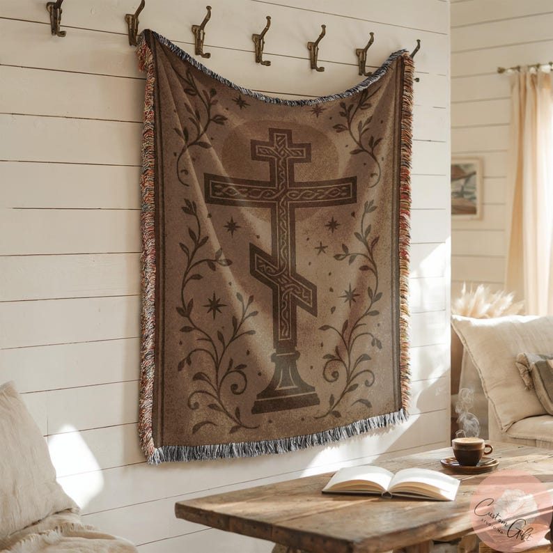 Orthodox Cross Woven Blankets, Religious Blanket, Gift for Her, Gift ...