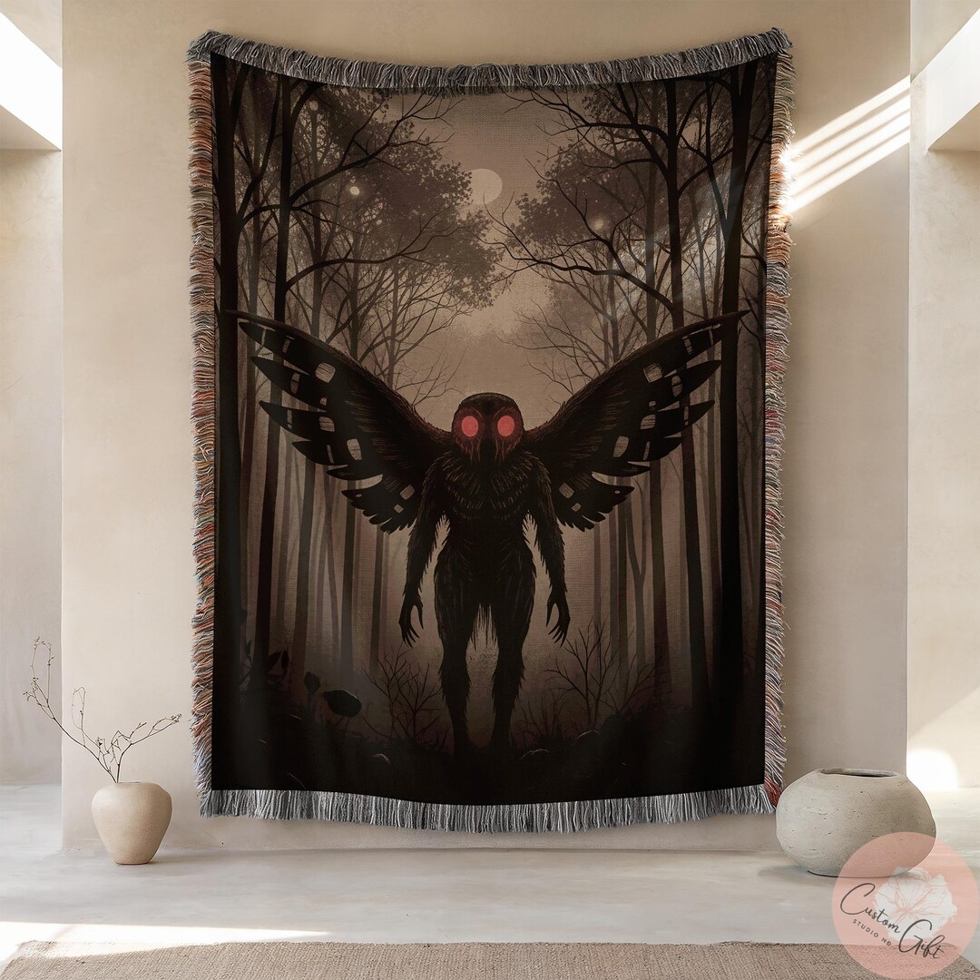 Folklore Mothman Blanket, Cozy Appalachian Tapestry Throw, Gothic Home ...