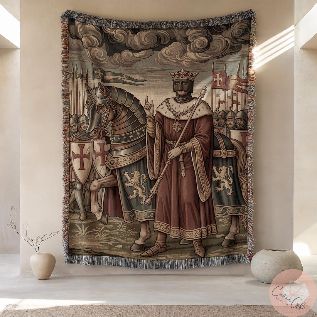 King Baldwin IV Blanket, Templar Knight, Medieval Woven Tapestry Throw ...