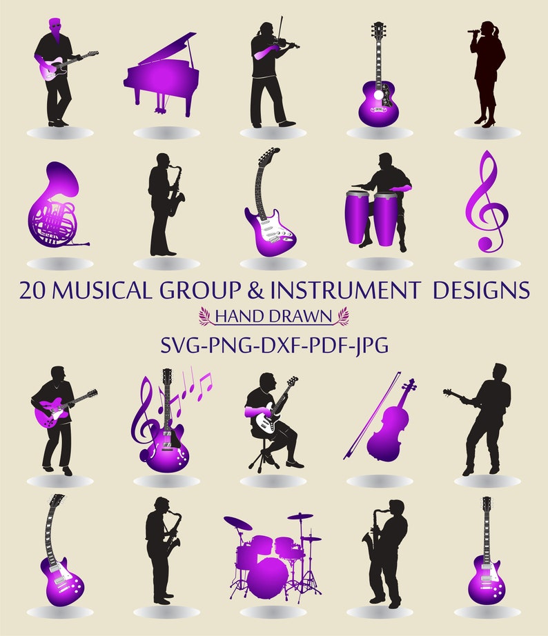 Musical Group Svg, Musical Instrument Svg, Musician, Png, Dxf, Pdf, Jpg ...