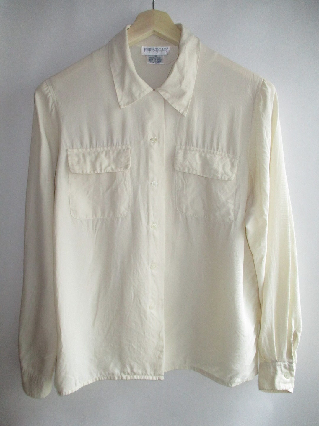 Off White Silk Shirt Principles - Etsy