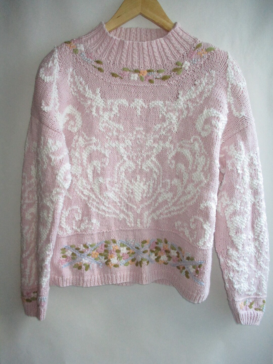 Cotton and Ramie Floral Sweater - Etsy