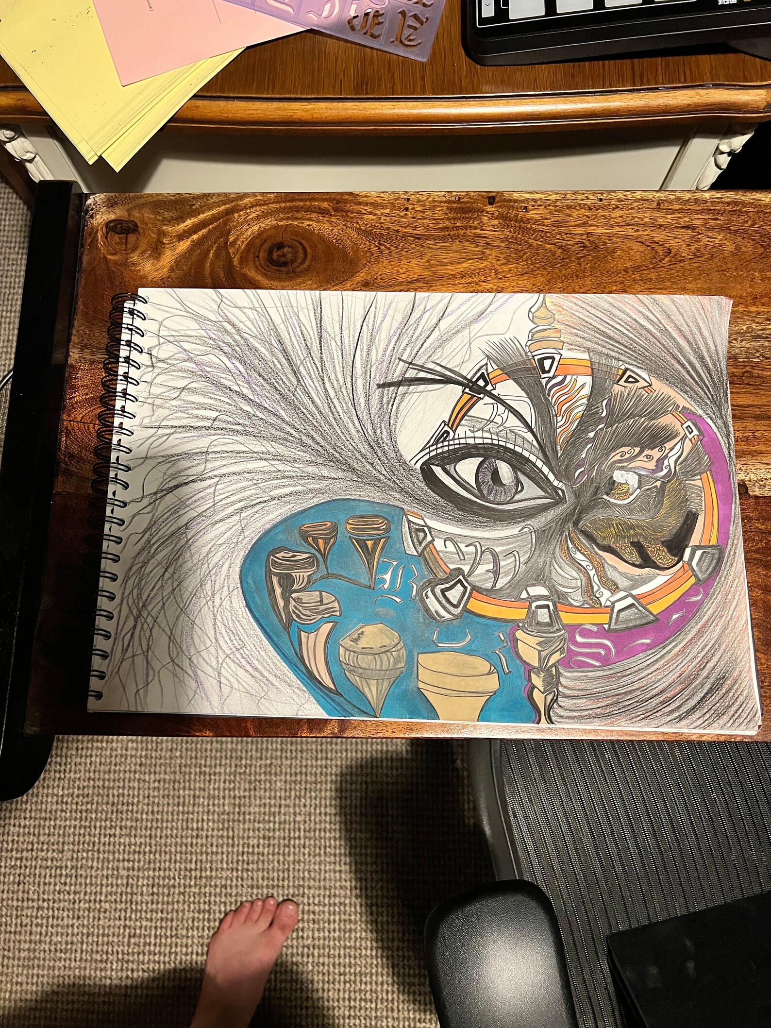 Original Pencil Drawing by Myself the Split Between Two Animals Im a ...