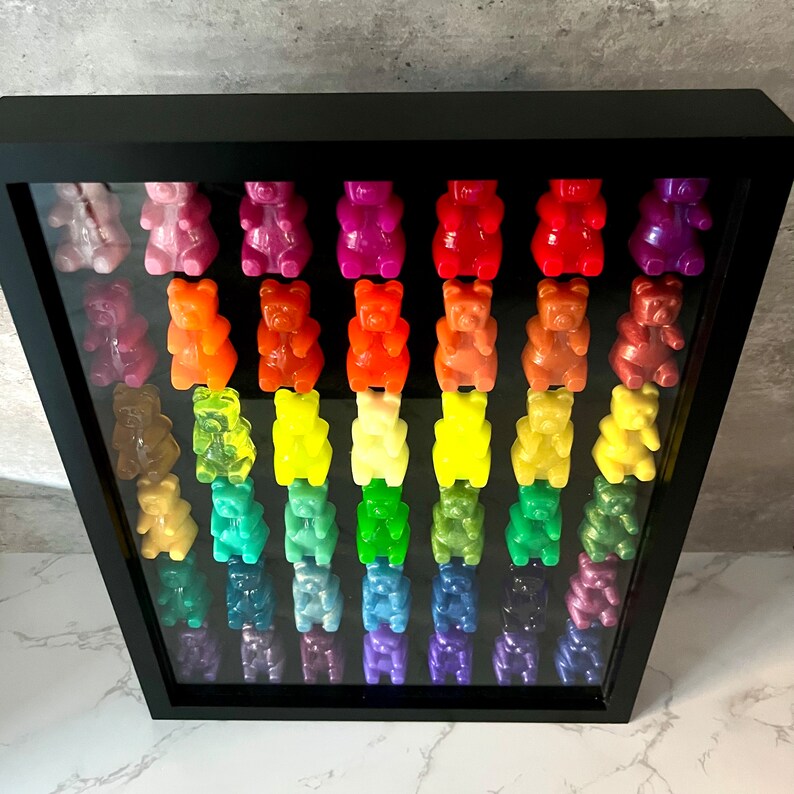 Resin Gummy Bear Wall Art, Gummy Bear Shadow Box, Pop Art, Home Decor ...
