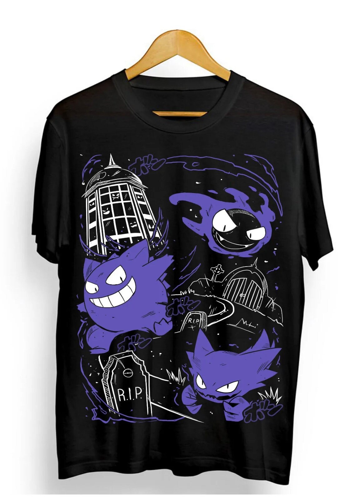 Anime Ghastly T-shirt, Ghost Type Element Silhouette, Video Game T ...