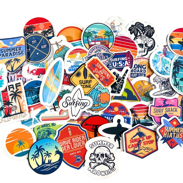 Surf Sticker Pack - Etsy
