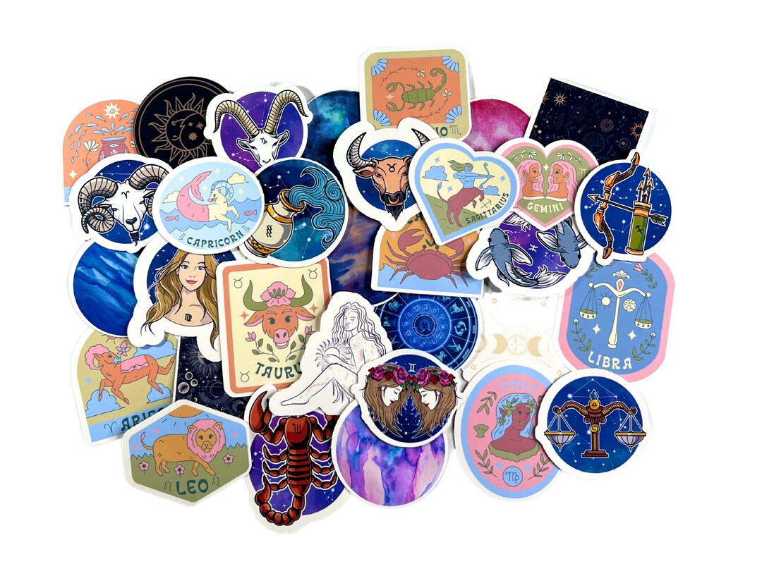 35 Pack Zodiac Stickers, Colorful Astrology Decals, Waterproof Vinyl - Etsy