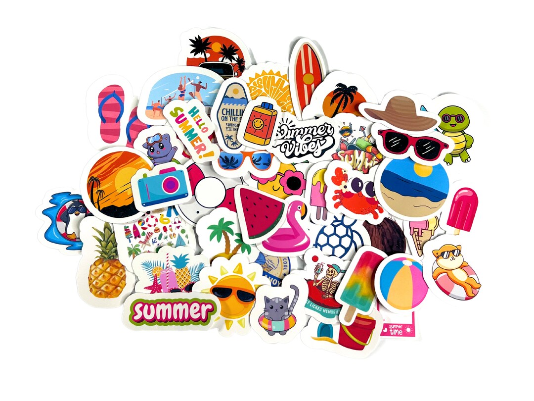 45 Pack Vinyl Summer Vacation Stickers, Gift for Kids, Matte Finish ...