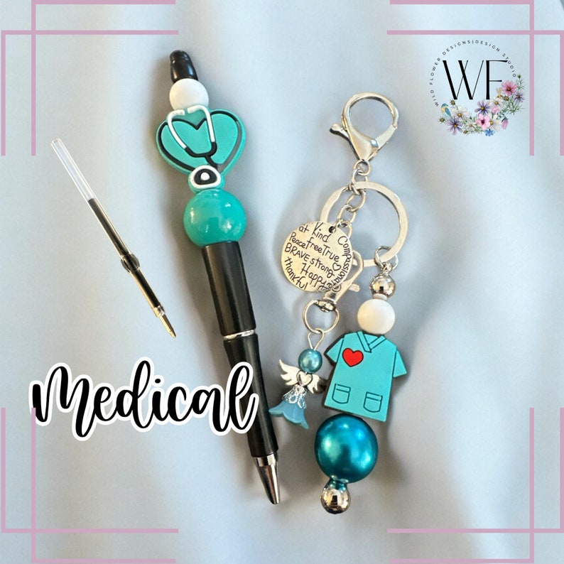 Beaded Keychain & Pen Set - Etsy