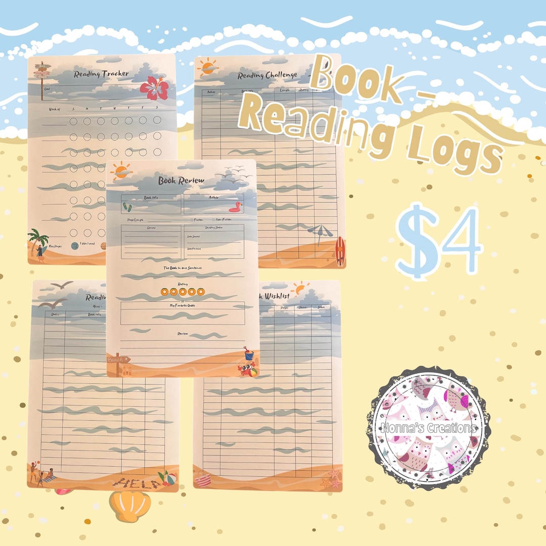 Beachy Printable Reading Log - PDF - Etsy